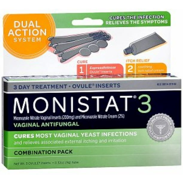 MONISTAT 3 Vaginal Antifungal, Ovule Inserts 3 ea (Pack of 2) - Walmart ...