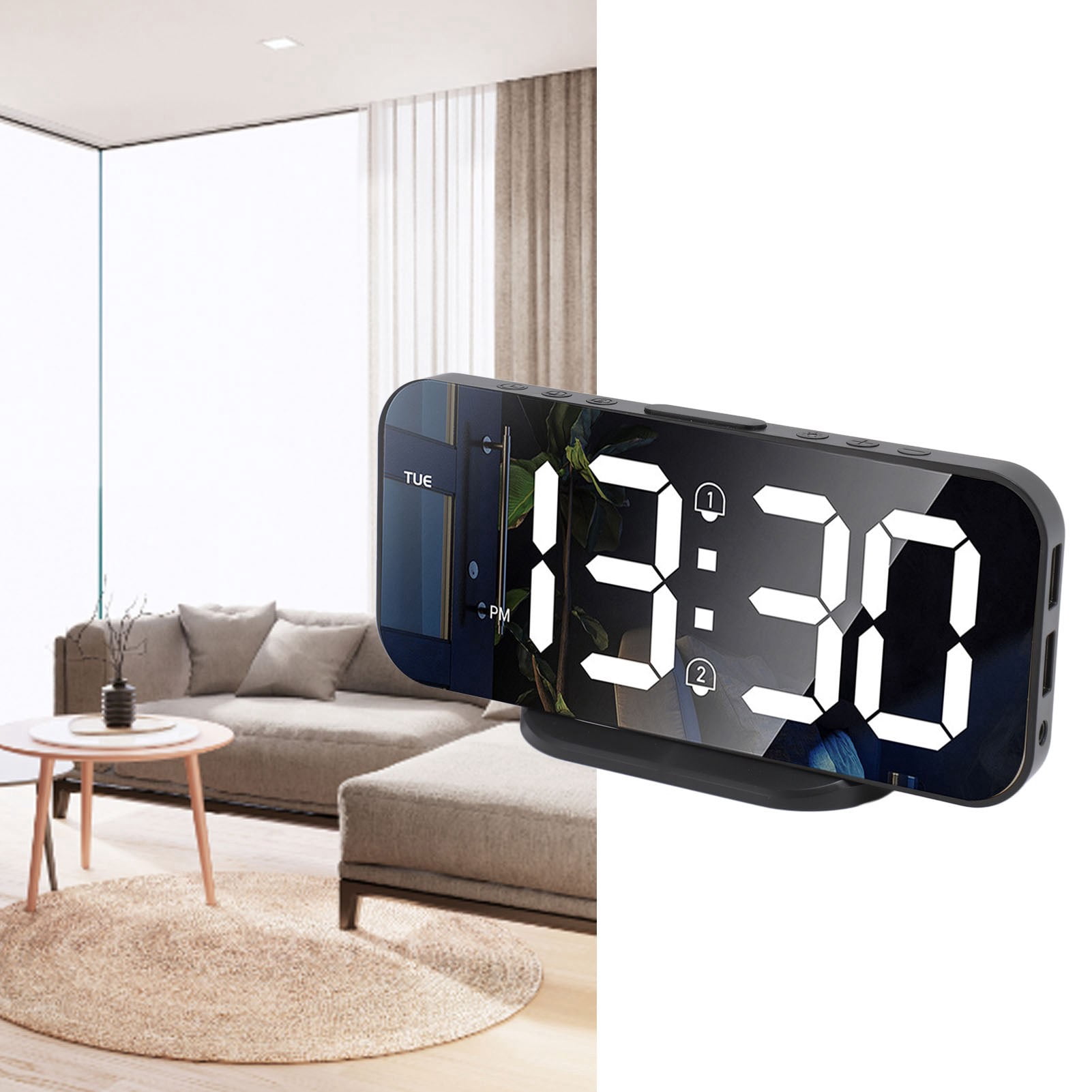 Reloj con Espejo LED Digital de 67 Pulgadas Reloj Despertador con ...