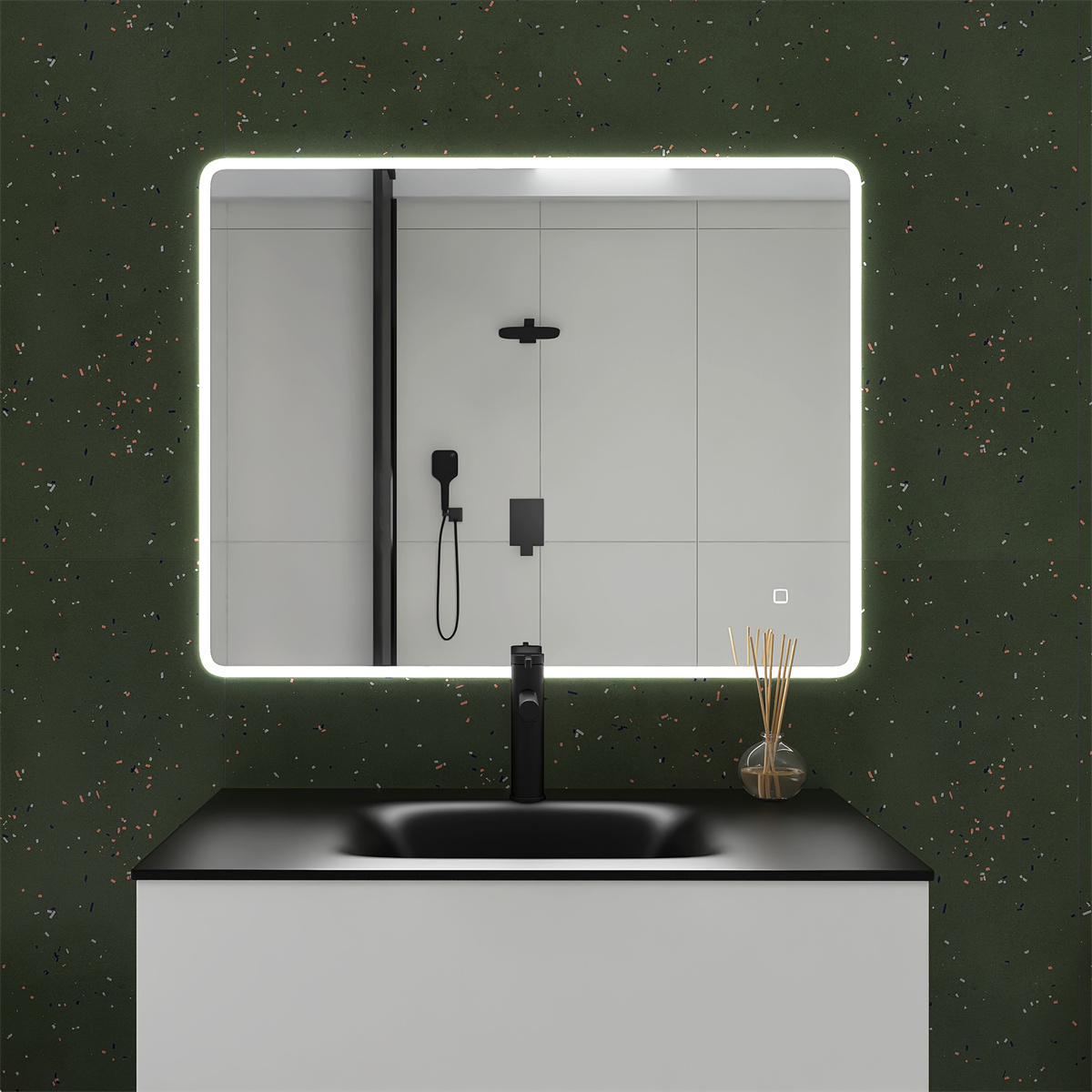 LED Bathroom Smart Vanity Mirror, Wall Mounted Rectangular Frameless ...