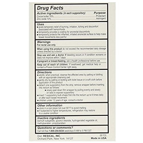 Calmol 4 Hemorrhoidal Suppositories 24 Each (Pack of 6) - Walmart.com