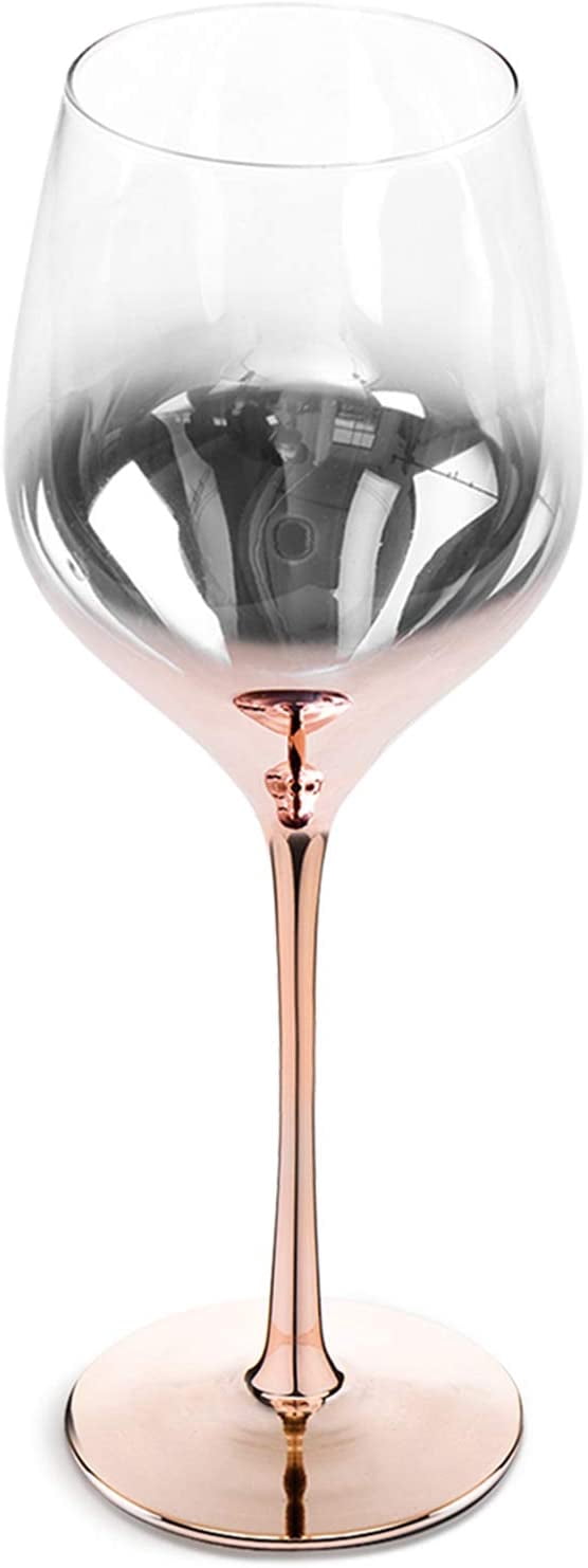 Buy MyGift 19 oz Luxury Electroplated Rose Gold Crystal Stemware Wine ...