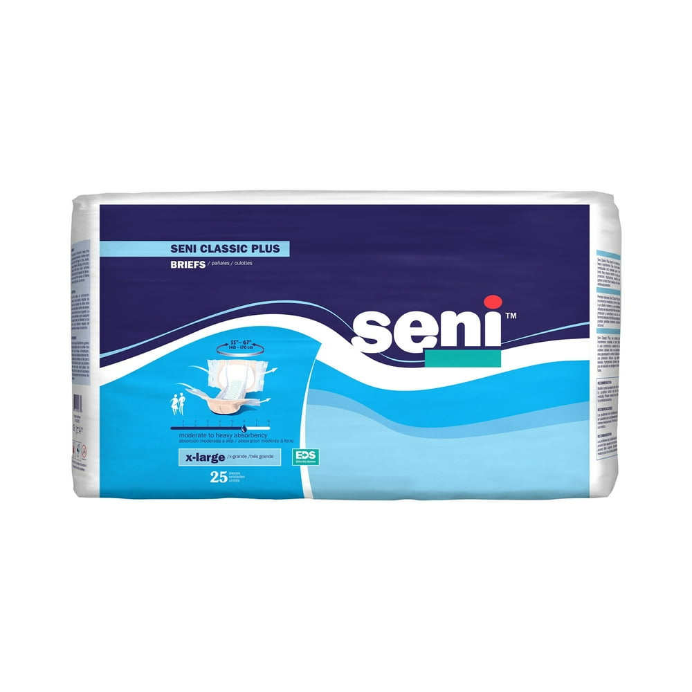 Seni Classic Plus Adult Incontinence Brief XL Moderate Absorbency ...