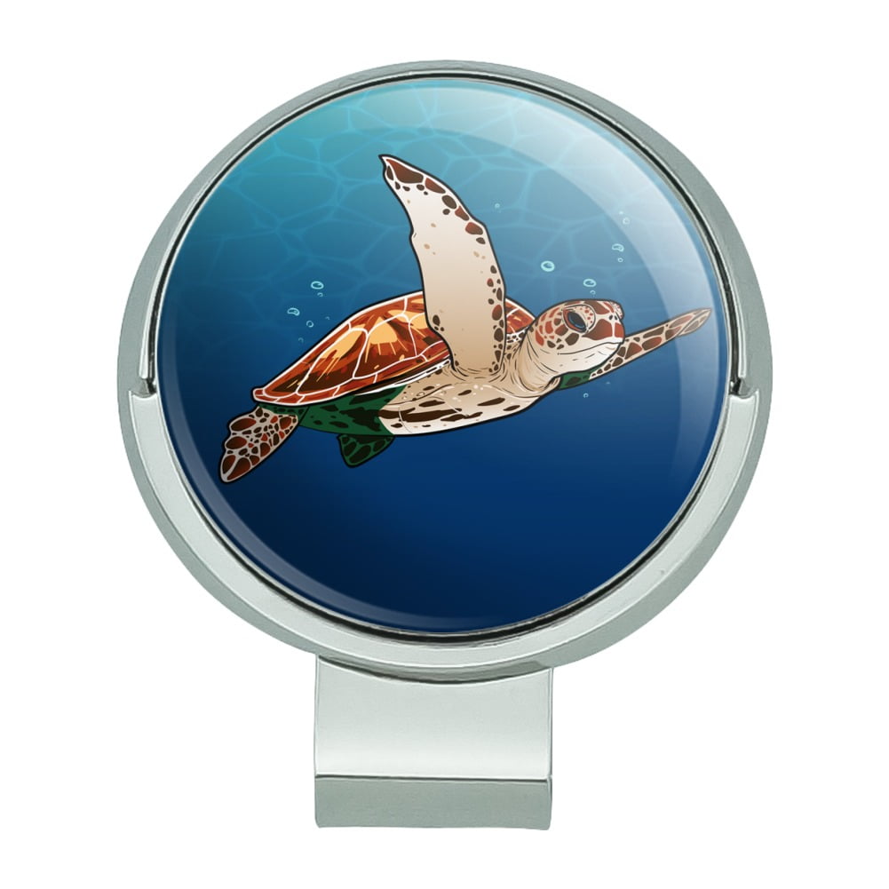 Sea Turtle Swimming in Ocean Golf Hat Clip With Magnetic Ball Marker ...