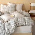 EAVD Queen Striped Duvet Cover Set, 100% Cotton, Soft, Vintage Pink ...