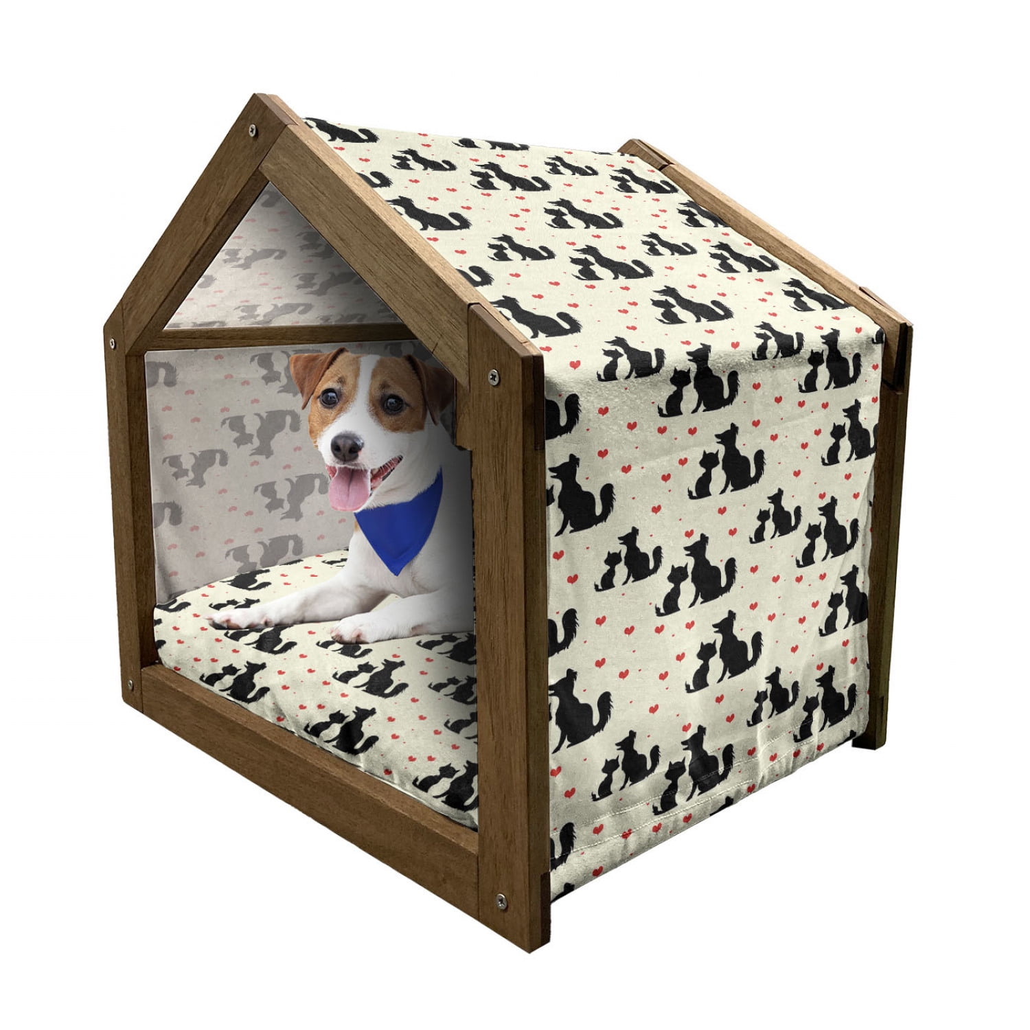 Feminine Pet House, Dog Cat Silhouettes Romantic Hearts Domestic ...