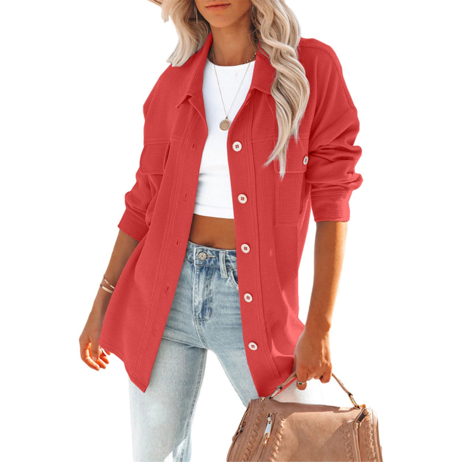 FITORON Women Casual Jacket- Turndown Collar Comfy Warm Corduroy Jacket ...