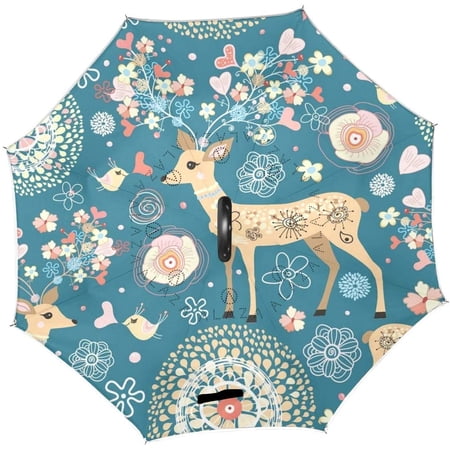 Reverse Inverted Umrella Graphic Large Doule Layer with C-Shaped Handle ...