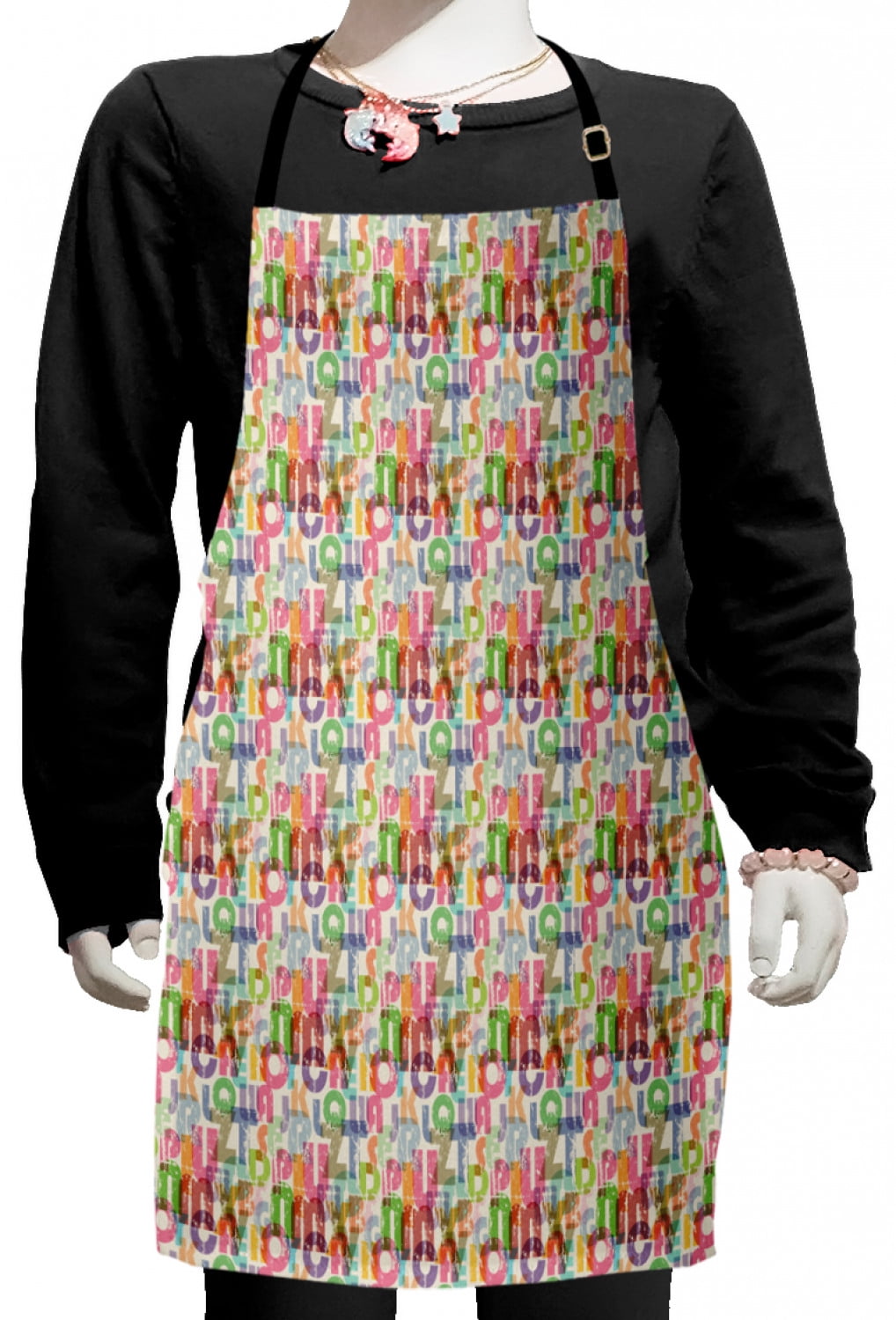 Alphabet Kids Apron, Modern Design of Big Energetic ABC Silhouettes in ...