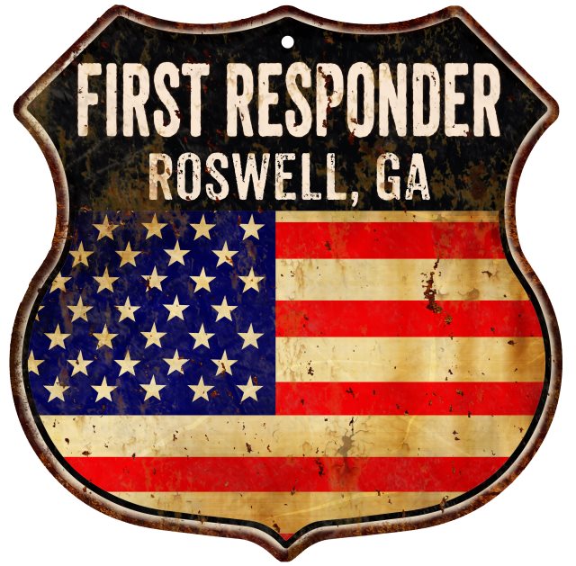 ROSWELL, GA First Responder USA 12x12 Metal Sign Fire Police ...