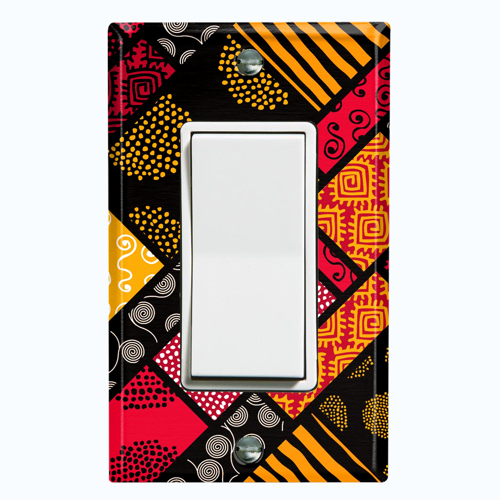 Metal Light Switch Plate Cover Colorful Safari African Tribal Art Tile ...