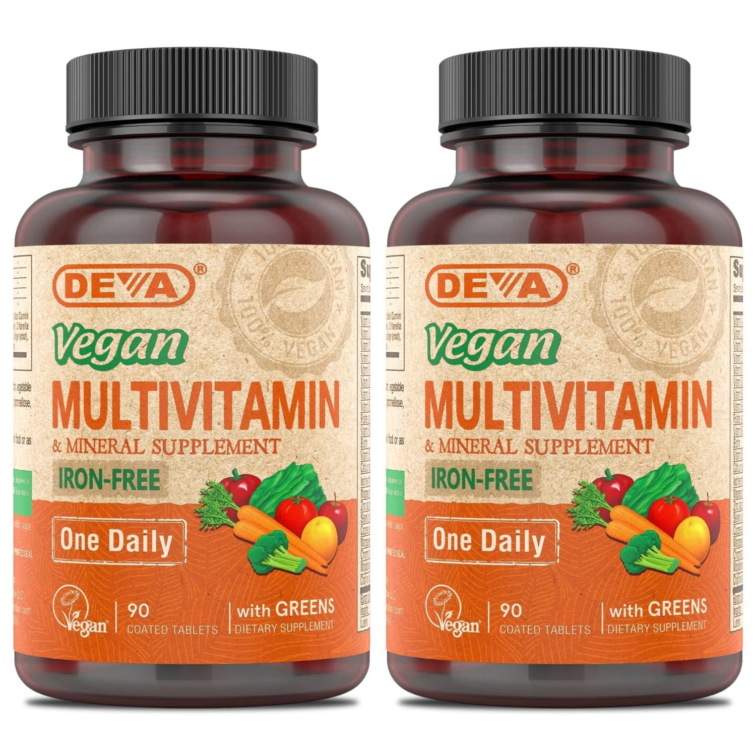 Suplemento multivitamínico vegano DEVA, 90 comprimidos (paquete de 2) | Bodega Aurrera en línea