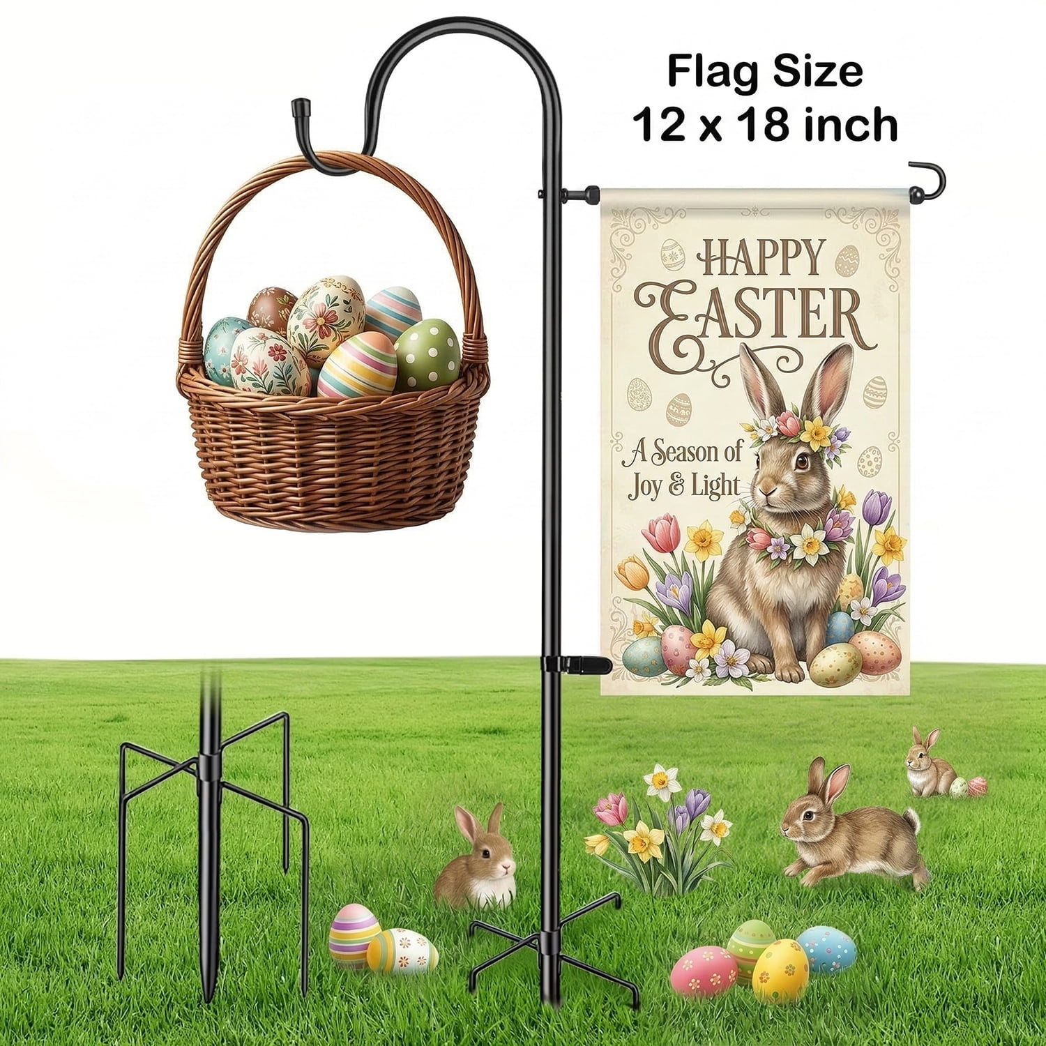 Click here for Kidsjoy 47in Shepherd Hook Garden Flag Holder - 1... prices