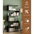 HOMEFORT 5-Tier Black Bookcase, S Shaped Wood Bookshelf, Storage ...