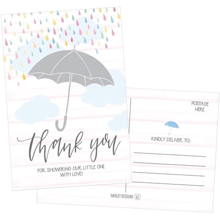 50 4x6 Rain Umbrella Blank Thank You Postcards Bulk, Cute Modern ...