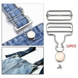 12 Sets Metal Buckles Dungaree Buckles with Rectangle Slider Fasteners ...