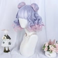 12-Inch Purple and Pink Gradient Short Curly Hair Wig for Women with ...