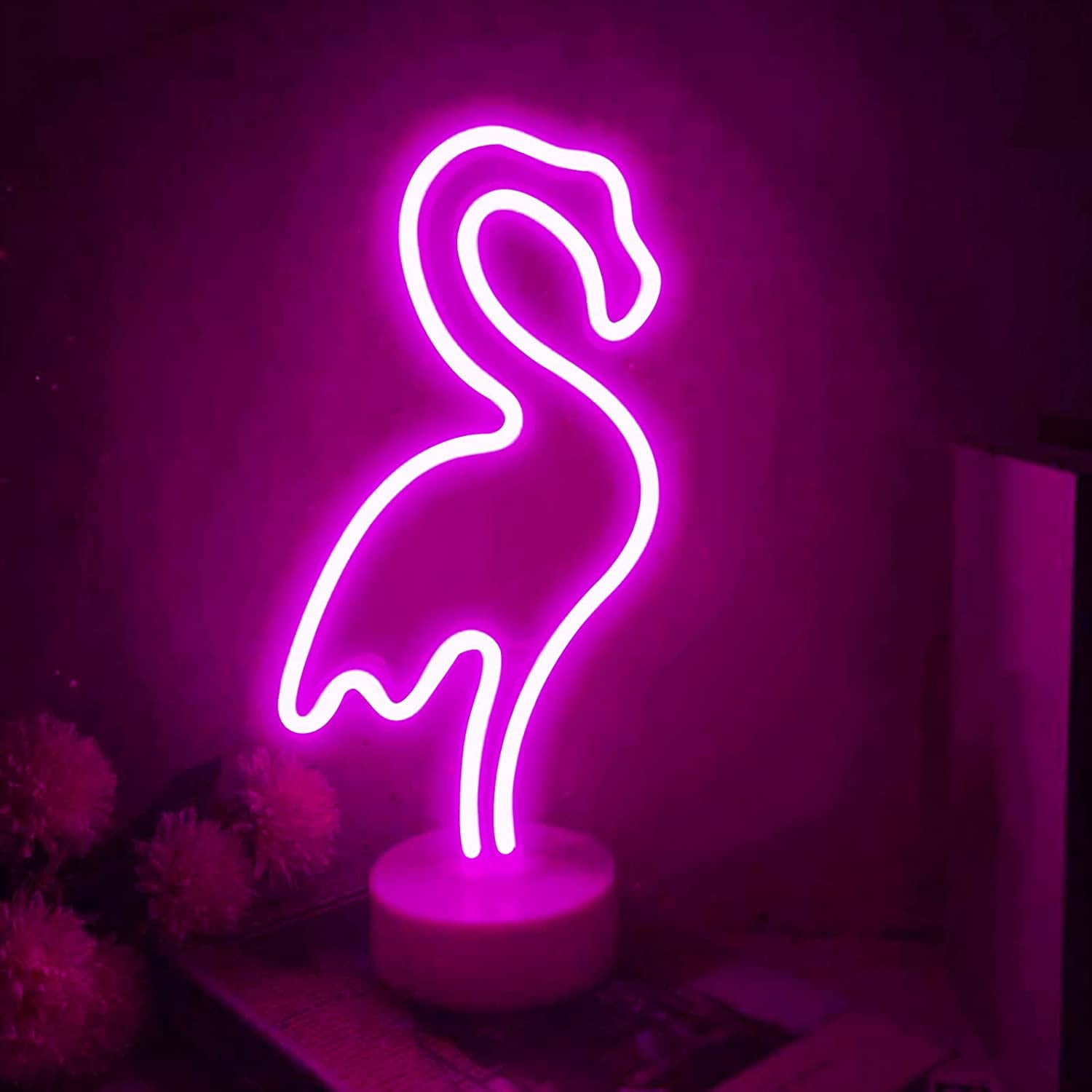 LINLIN Neon Sign, Flamingo Neon Sign LED Neon Light Night Lamp USB ...