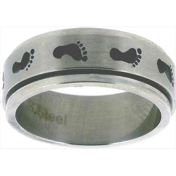 Solid Rock Jewelry 763007 Ring Footprints Spin Stainless Style 330 Size ...