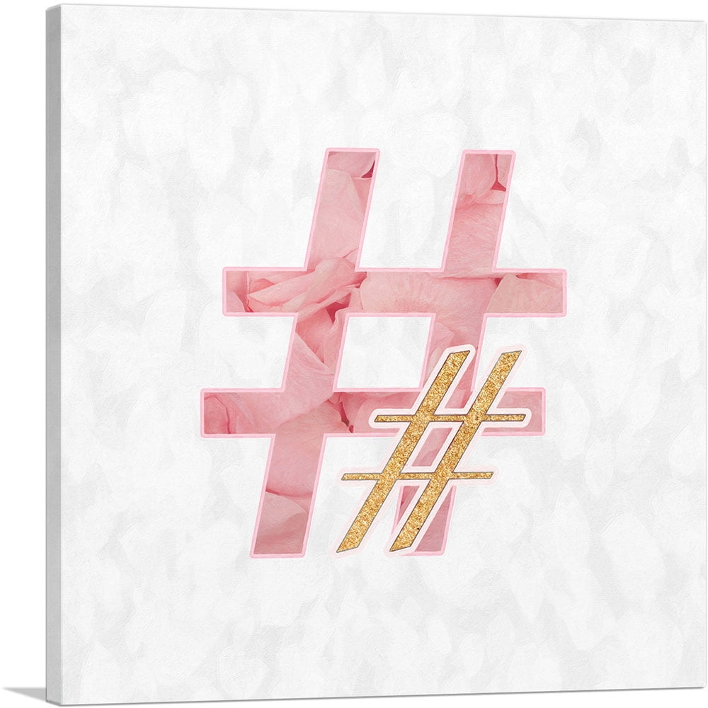 ARTCANVAS Chic Pink Gold Alphabet Number Sign Hash Tag Pound Canvas Art ...