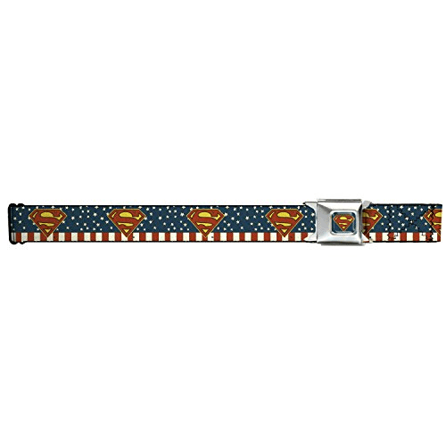 DC Comics Belt, Seatbelt Buckle Belt, Superman Shield Americana Red ...