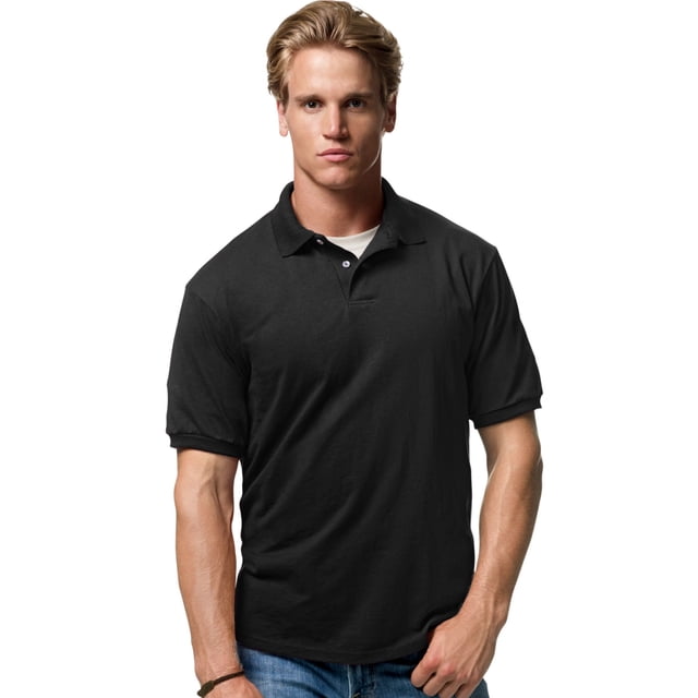 Hanes Cotton-Blend Men`s Jersey Polo, M, Black - Walmart.ca