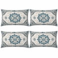 Abstract Boho Pillow Covers Set of 4, Vintage Blue Beige Botanical ...