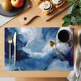 Blue Purple Abstract Fluid Cotton Linen Placemats Set of 2, Modern ...