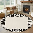 Black Letters Round Rug 8ft Washable Circle Rugs Non Slip Modern ...
