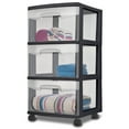 Sterilite Adult Plastic Rolling 3 Drawer Storage Cart with Wheels ...
