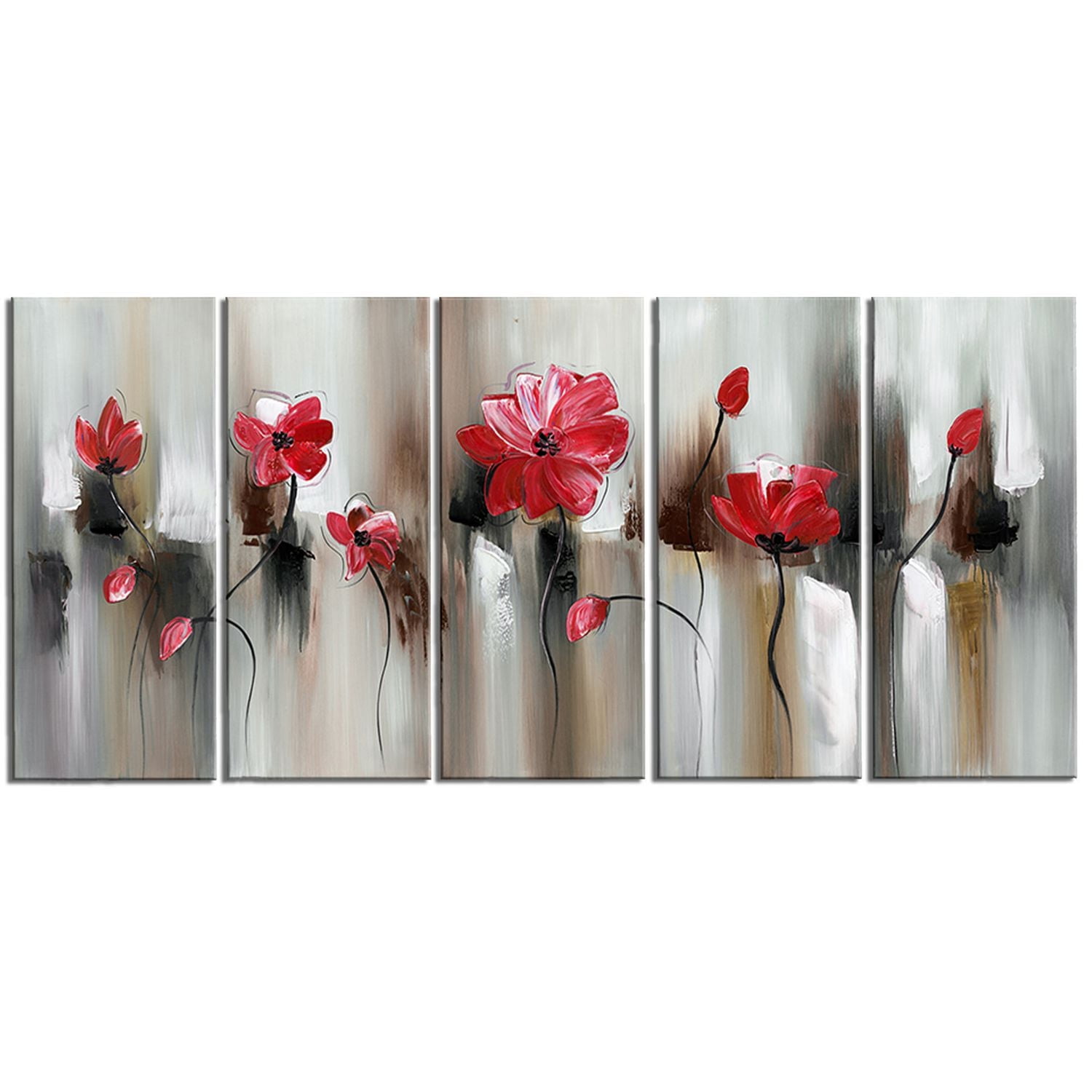 Design Art Red Modern Flower Art Gallery Wrapped Canvas Art - Walmart.ca