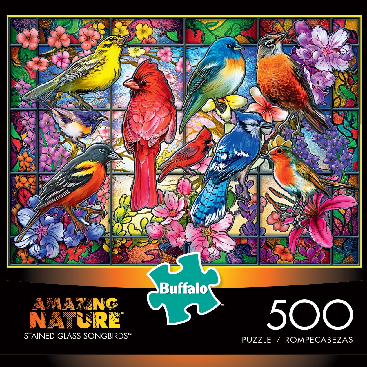 Buffalo Games Amazing Nature - Stained Glass Songbirds 500 Pieces ...