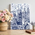 Abstract Canvas Wall Art for Living Room, White and Navy Blue Global ...