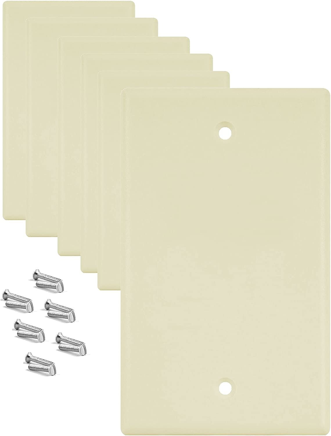 Sleeklighting 6 Pack Plastic Ivory Look Outlet Covers | 1 Gang Blank ...