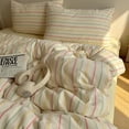 EAVD Queen Striped Duvet Cover Set, 100% Cotton, Soft, Vintage Pink ...
