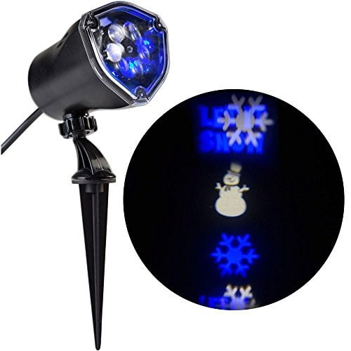 gemmy lightshow white and blue snow flurry snowmen, snowflakes and let ...
