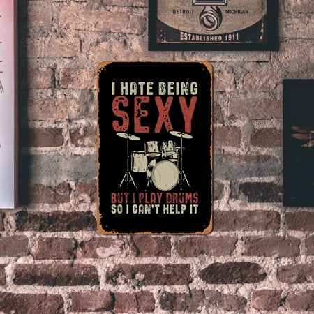 Lutabuo Tin Plaques Wall Signs Retro Painting Letter Drum Kit Metal ...