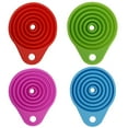 4-Pc Food Grade Safe Silicone Funnel Set: Foldable, Flexible for Cooking, Liquid Transfer & Easy ...