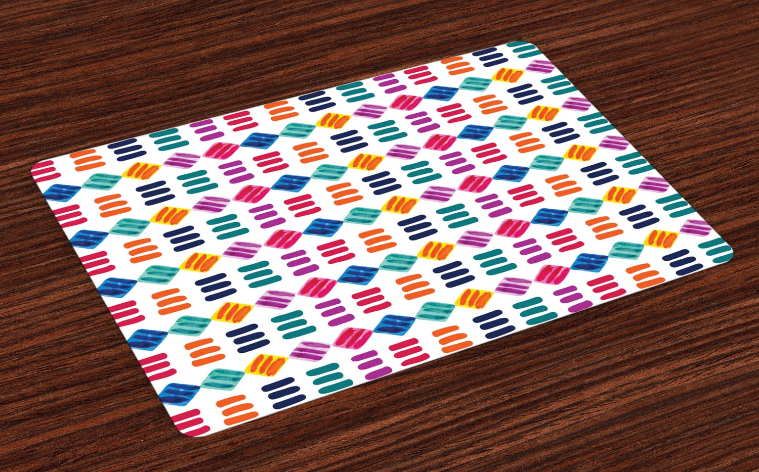 Colorful Placemats Set of 4 Abstract Watercolor Style Pattern with ...