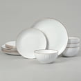 Famiware Eden Stoneware Dinnerware Sets, 12-Piece Dish Set, White ...