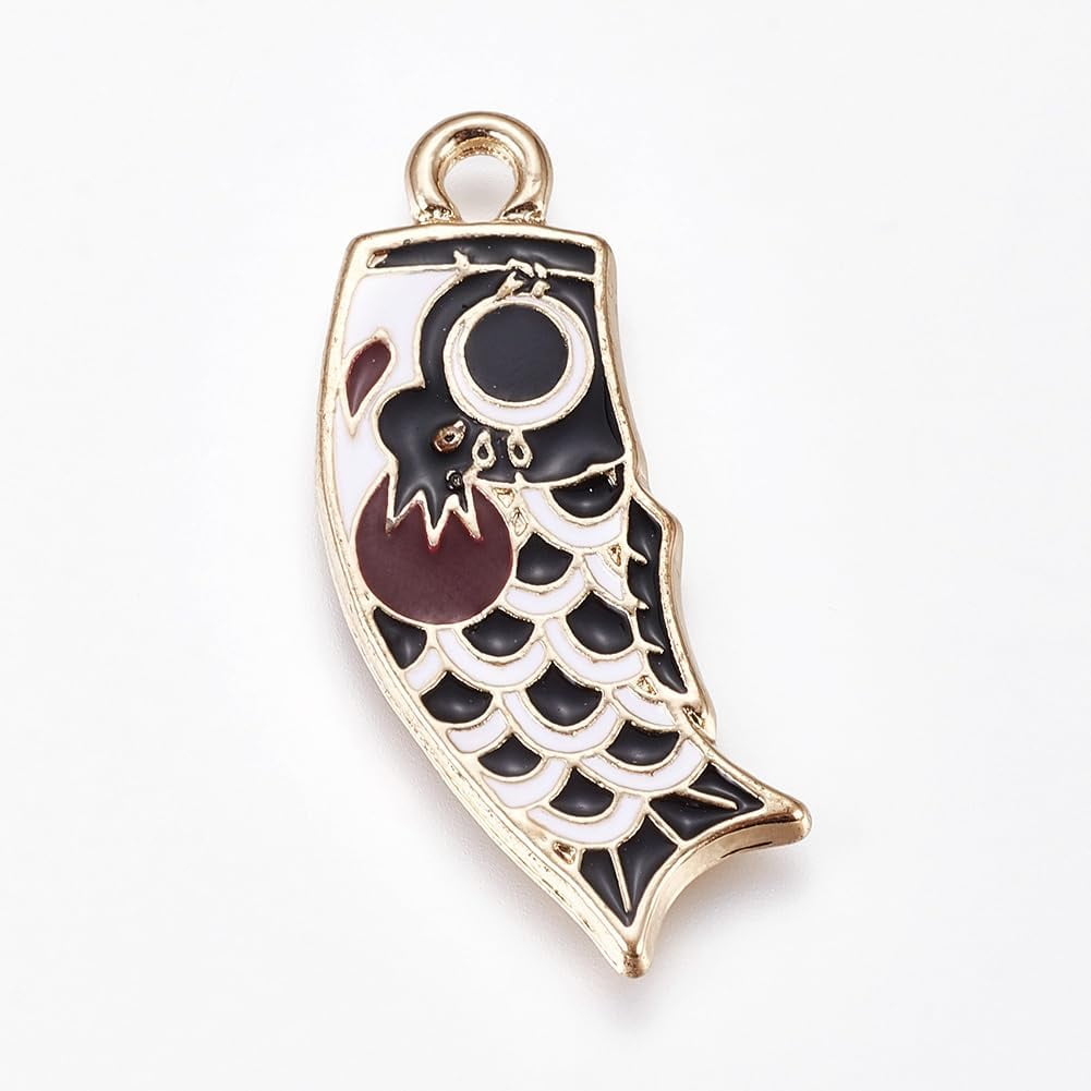 Click here for Nobrand 5pcs Alloy Enamel Fish Pendants Golden Koi... prices