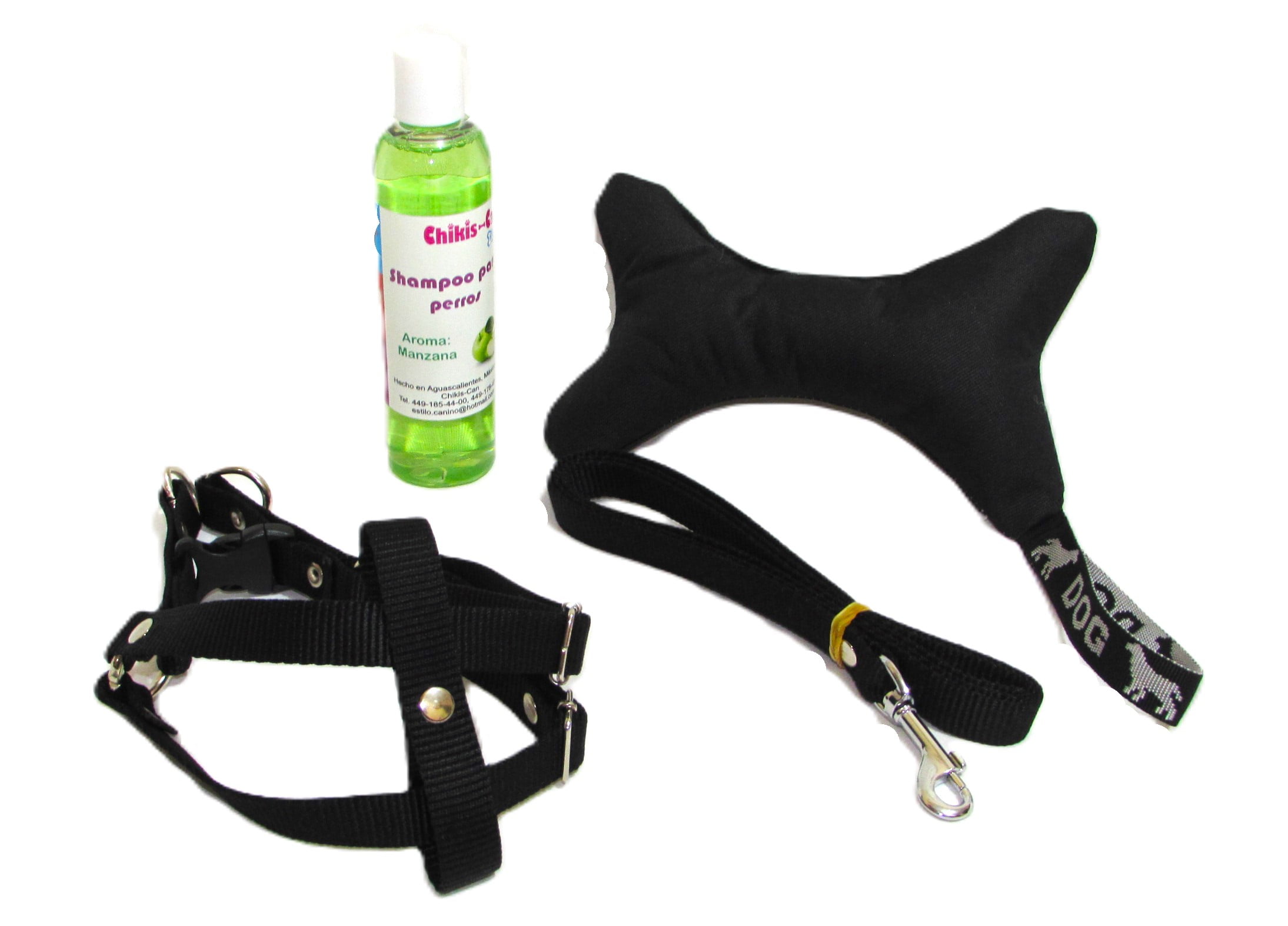 Combo mascotas Chikis-Can Shampoo juguete pechera correa chico negro | Bodega Aurrera en línea