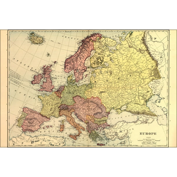 24"x36" Gallery Poster, map of europe 1898 - Walmart.com