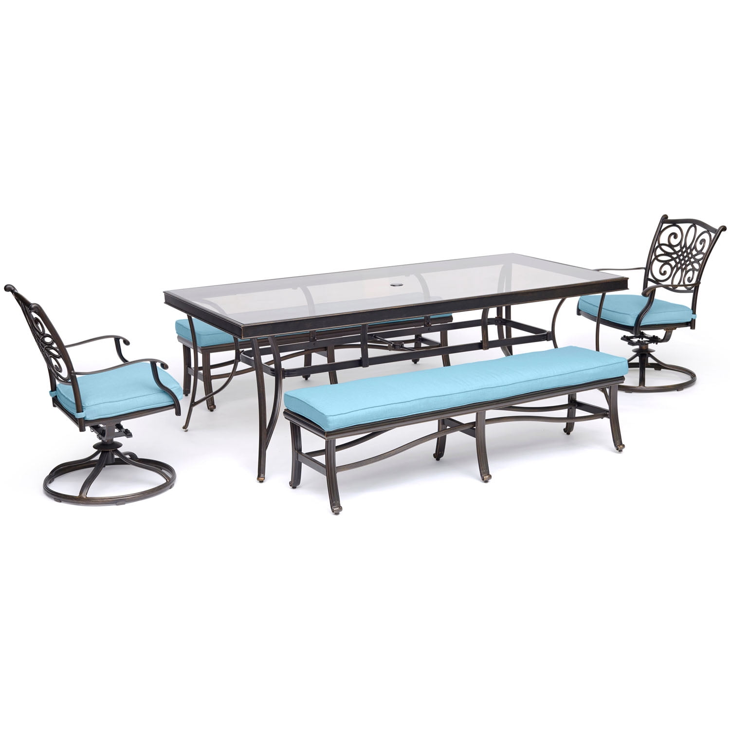 Hanover Traditions 5-Piece Patio Dining Set in Blue with 2 Swivel ...