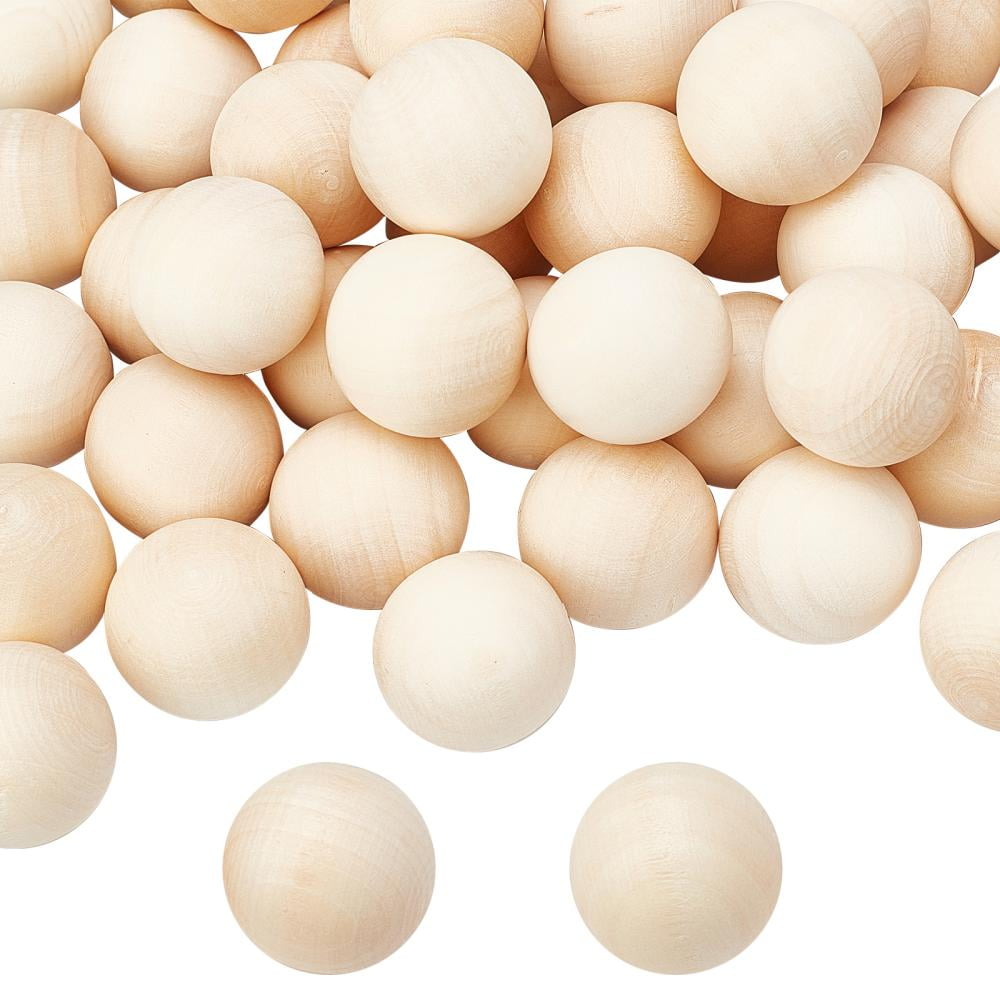 30pcs Natural Wooden Ball 25mm Large Round Ball Decorative Wood ...