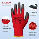 KAYGO Safety Work Gloves, 12 Pairs, PU Coated Seamless Knit Gloves with ...