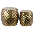 Metal Round Table with Embossed Lattice Design Set of Two Metallic ...