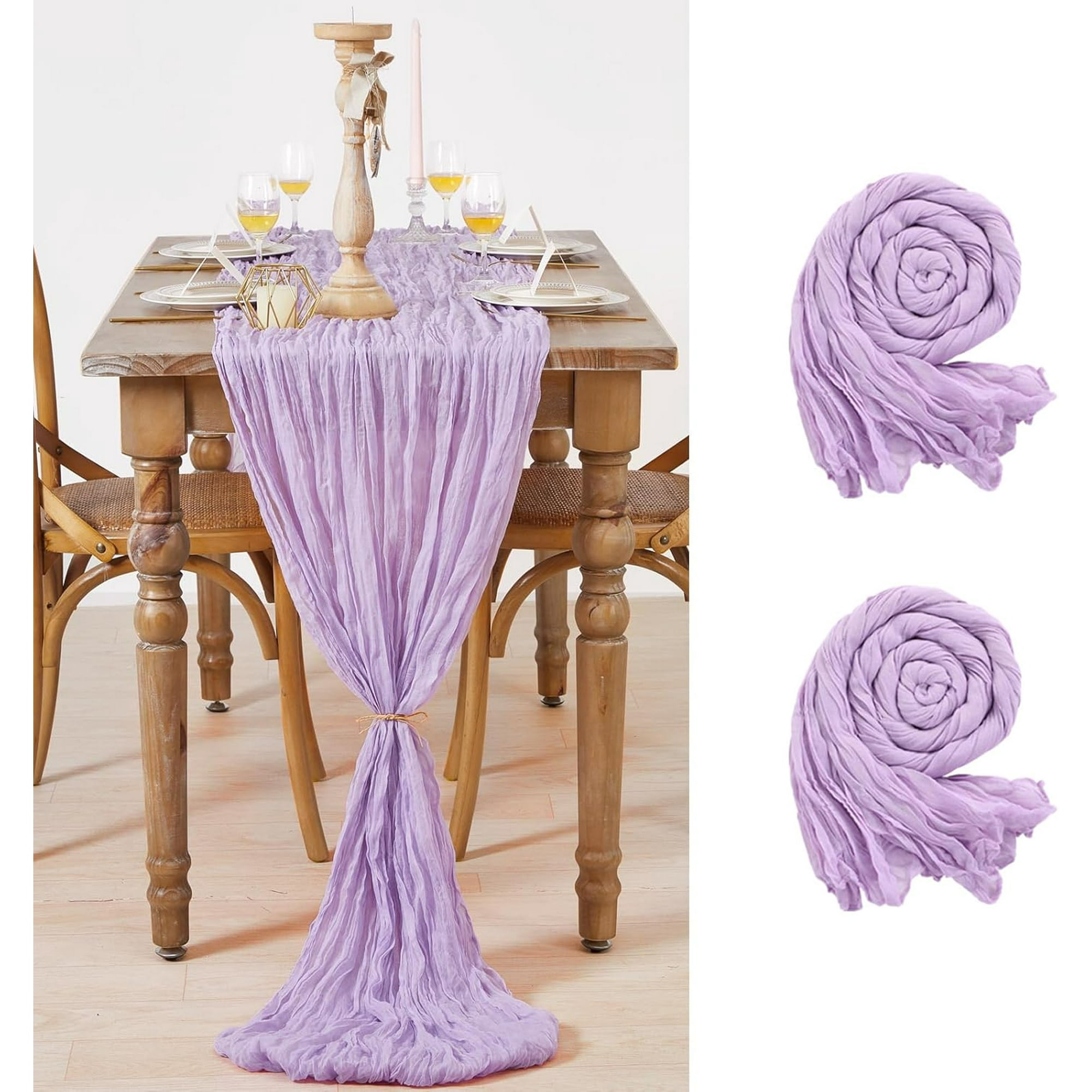 Click here for Unbranded 2 Packs Lavender Cheesecloth Table Runne... prices