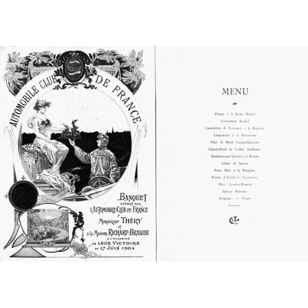 France: Menu, 1904. /Nmenu For A Banquet Given By The Automobile Club ...