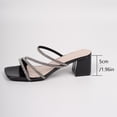 Bkhluea Women Rhinestone Crisscross Strap Square Toe Block Heel Sandals ...
