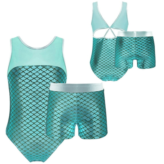 Alvivi Kids Girls Gymnastic Performance Outfits Fish Scales Print ...